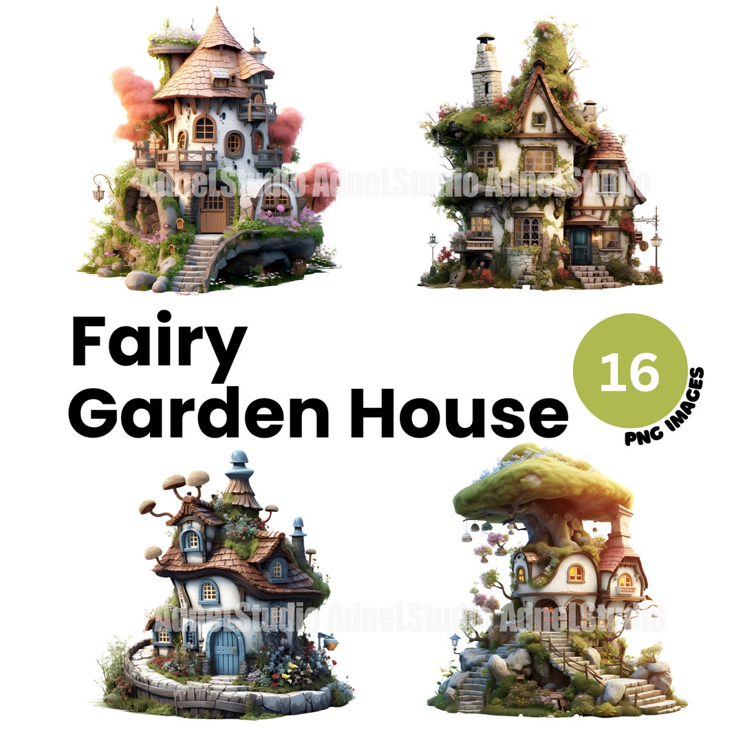 Watercolor Fairy Garden House Clipart - Fantasy Clipart, Fairytale ...