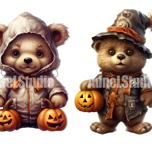 Halloween Teddy Bear Clipart - Halloween Clipart, Watercolor Teddy Bear ...