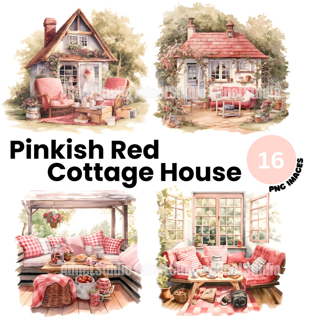 Watercolor Cottage House Clipart - Cottage Core Clipart, Cottage Life ...