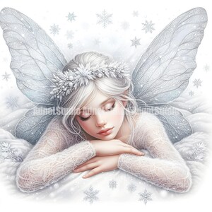 Winter Sleeping Fairy Clipart Bundle, Dreamy Fairy Tale Images, Cozy ...