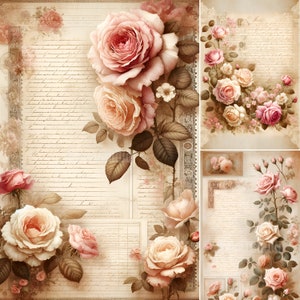 Vintage Rose Junk Journal, Shabby Paper Roses, Vintage Victorian Junk ...