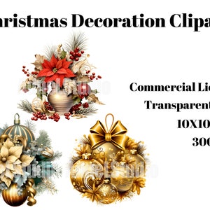 Christmas Decoration Clipart Bundle - Watercolor Christmas Ornaments ...