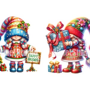 Festive Christmas Gnome Girl Clipart, Holiday Decor Digital Download ...