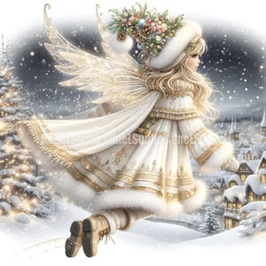 Festive Christmas Fairy Illustrations, Cozy Winter Fairies With Snowy ...
