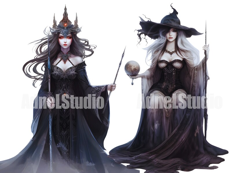 Dark Witch Clipart Celestial Queen Png Mystical Dark Witch - Etsy