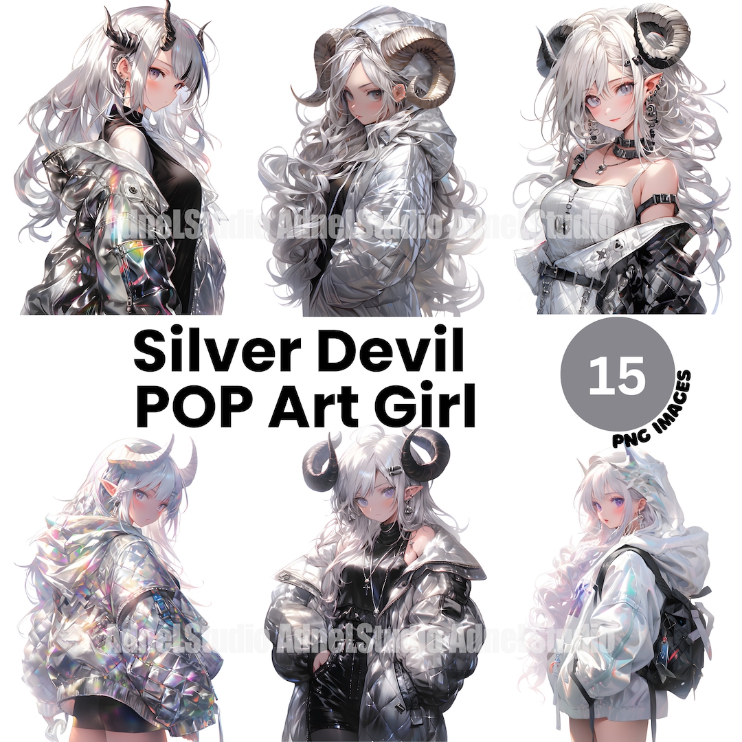 Silver Devil Pop Art Girl Clipart - Silver Devil Clipart, Anime Girl ...