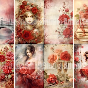 Red Vintage Victorian Junk Journal Bundle, Red Junk Journal, Red ...