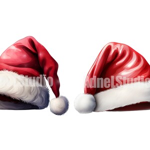 Christmas Santa Hat Clipart - Watercolor Christmas Clipart, Santa Claus ...