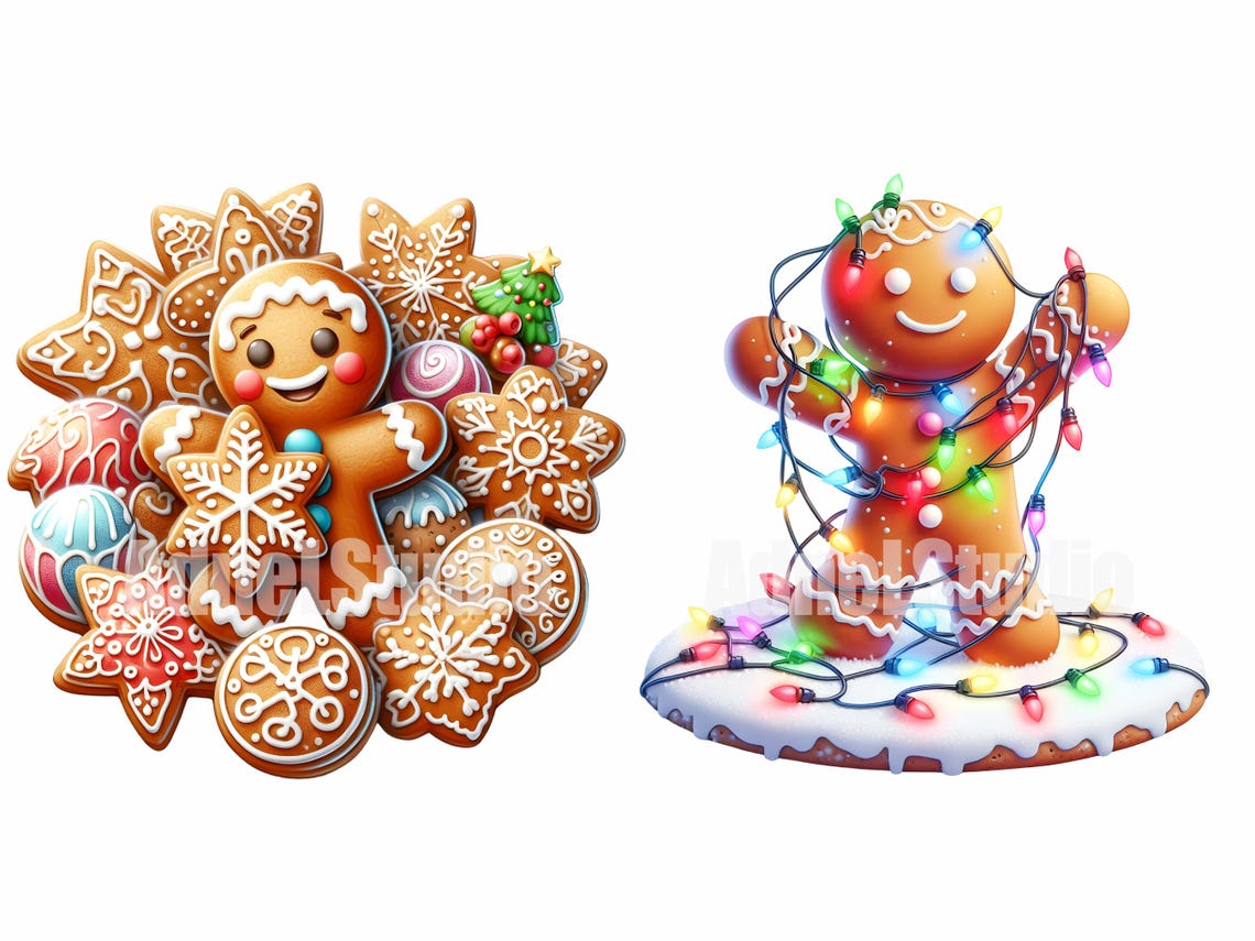 Festive Christmas Gingerbread Clipart, Christmas Gingerbread Character ...