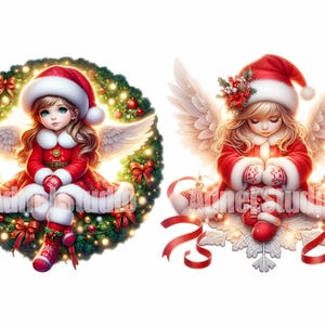 Christmas Little Angel PNG Clipart Bundles, Holiday Decor Art, Festive ...