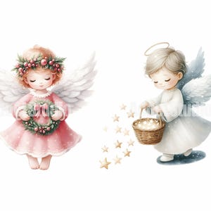 Christmas Little Angel PNG Clipart Set, Adorable Holiday Angel ...