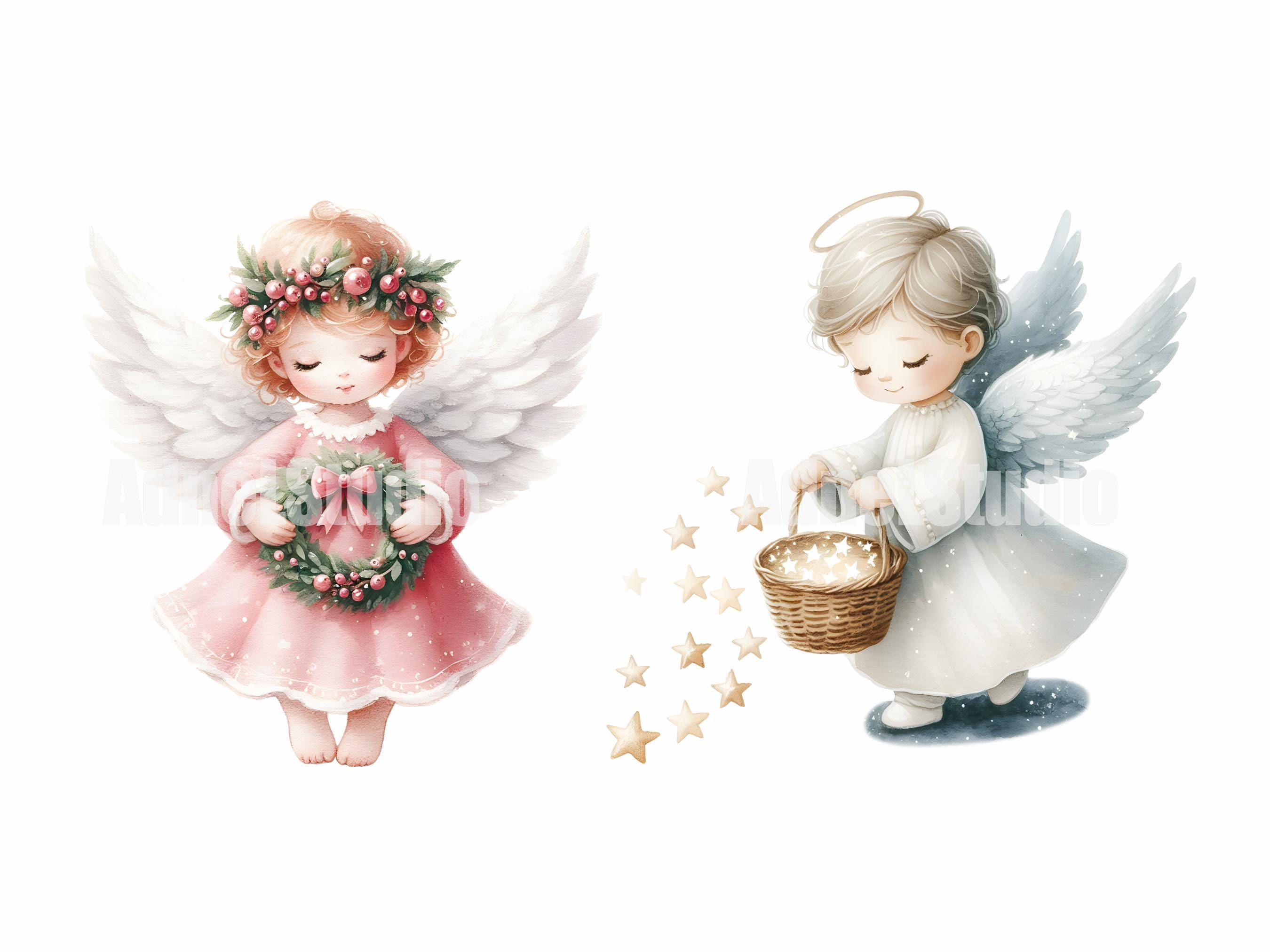 Christmas Little Angel PNG Clipart Set, Adorable Holiday Angel ...