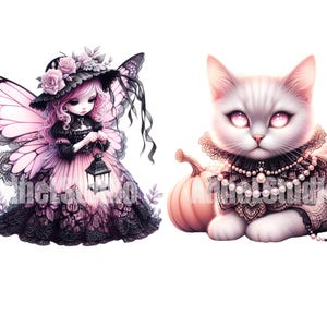 Pink Goth Halloween PNG, Pink Gothic Halloween Clipart, Cute Spooky ...