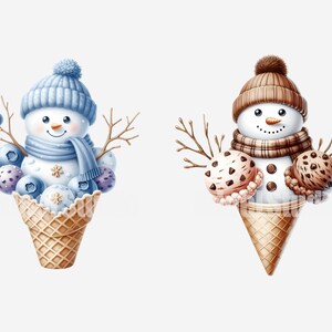 Christmas Ice Cream Snowman Clipart, Winter Cone Snowmen, Christmas Ice ...