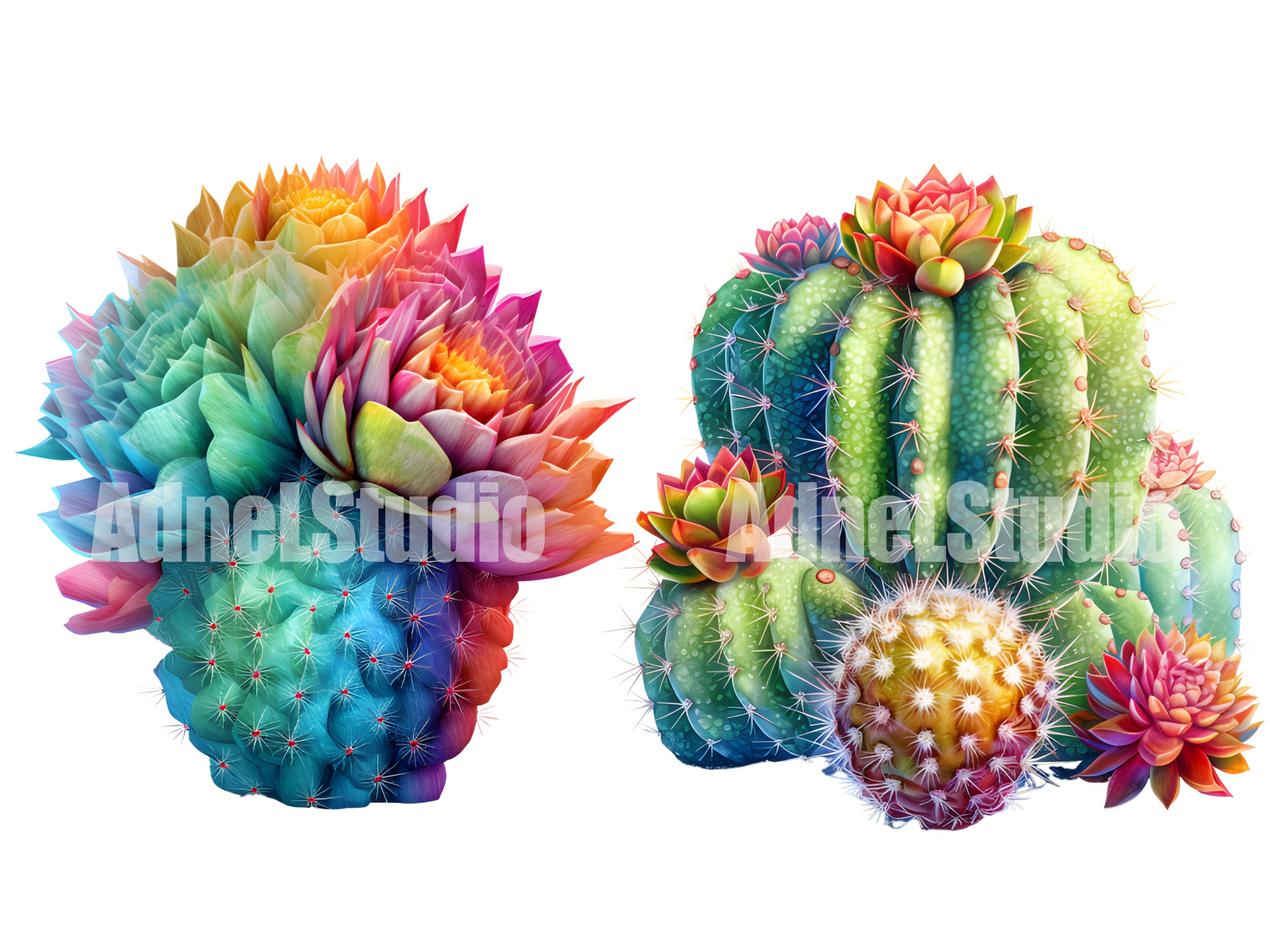 Watercolor Pastel Cactus Clipart Watercolor Desert Cactus - Etsy