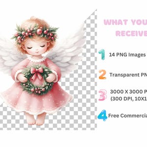 Christmas Little Angel PNG Clipart Set, Adorable Holiday Angel ...