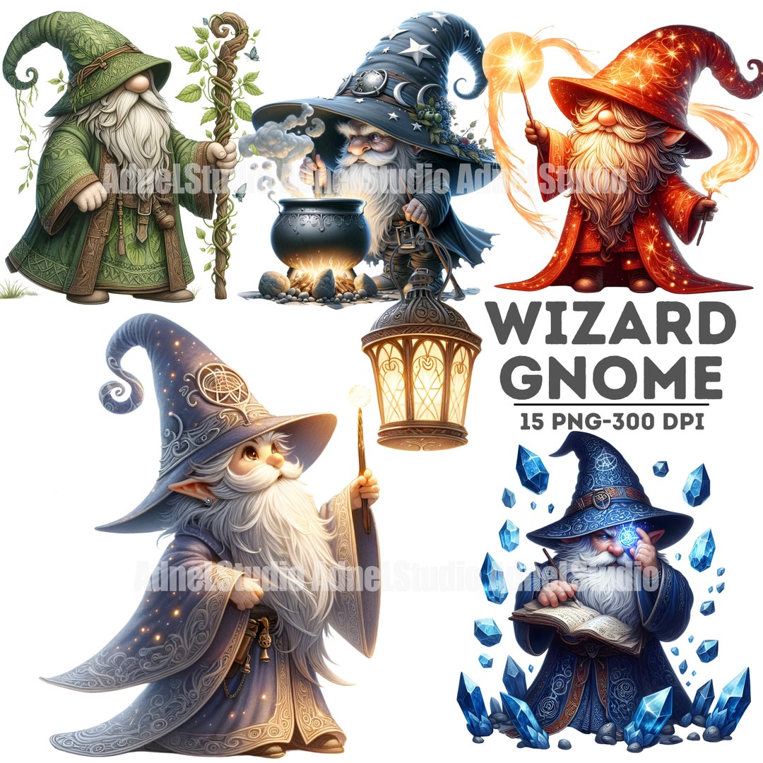 Watercolor Wizard Gnome Clipart: Magic Fantasy PNG (digital Download) - Etsy