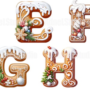 Gingerbread Alphabet Clipart - Christmas Alphabet Clipart, Christmas ...