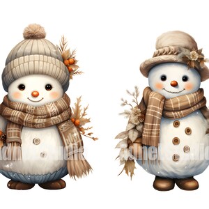 Christmas Cozy Snowman Clipart - Watercolor Cozy Christmas Clipart ...