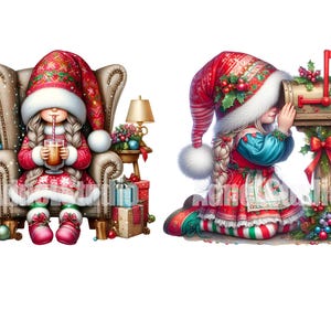 Festive Christmas Gnome Girl Clipart, Holiday Decor Digital Download ...