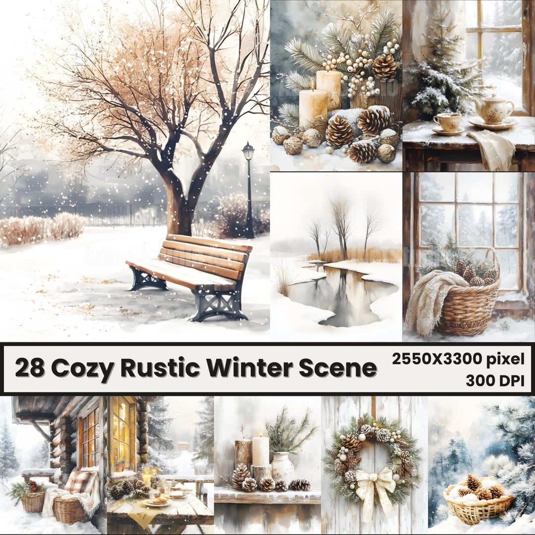 Cozy Rustic Winter Scene Junk Journal, Winter Decor Scrapbook Paper ...