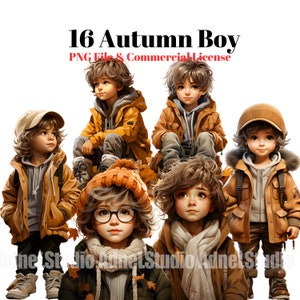 Autumn Boy Clipart - Watercolor Autumn Fashion Boy Clipart, Transparent ...