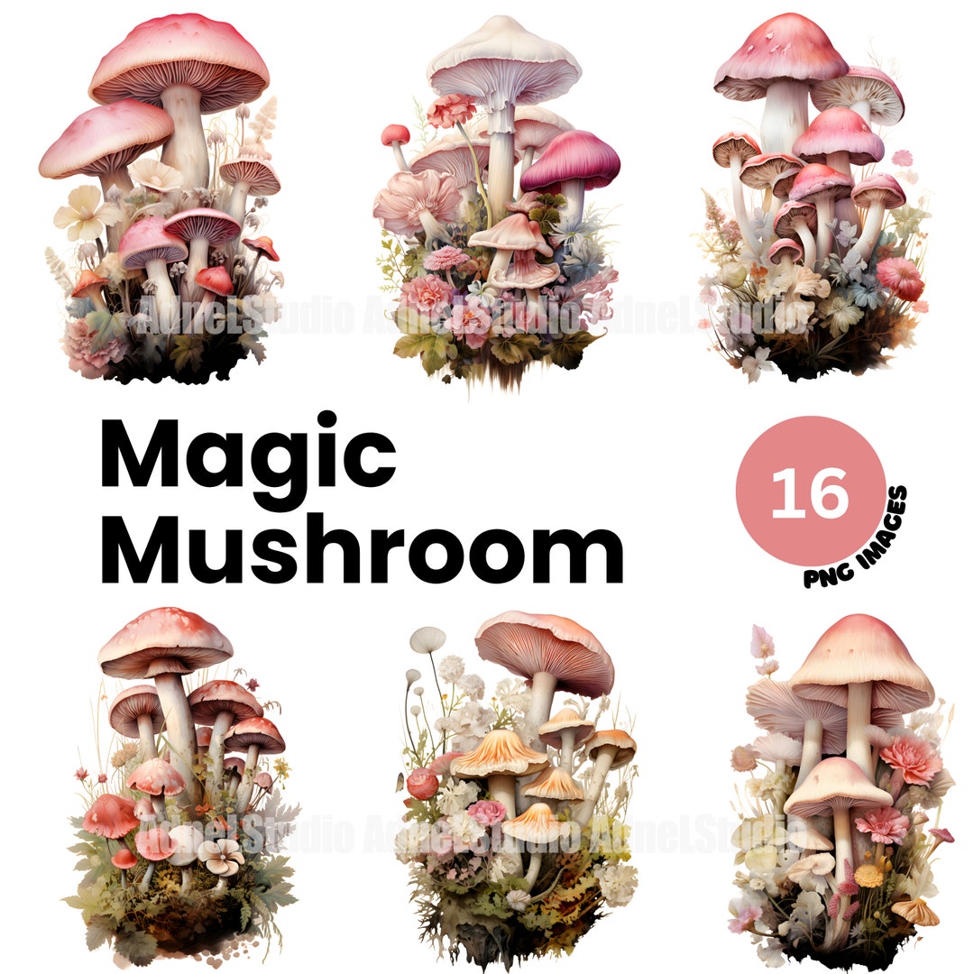 Watercolor Magic Mushroom Clipart - Mystical Mushroom Clipart ...