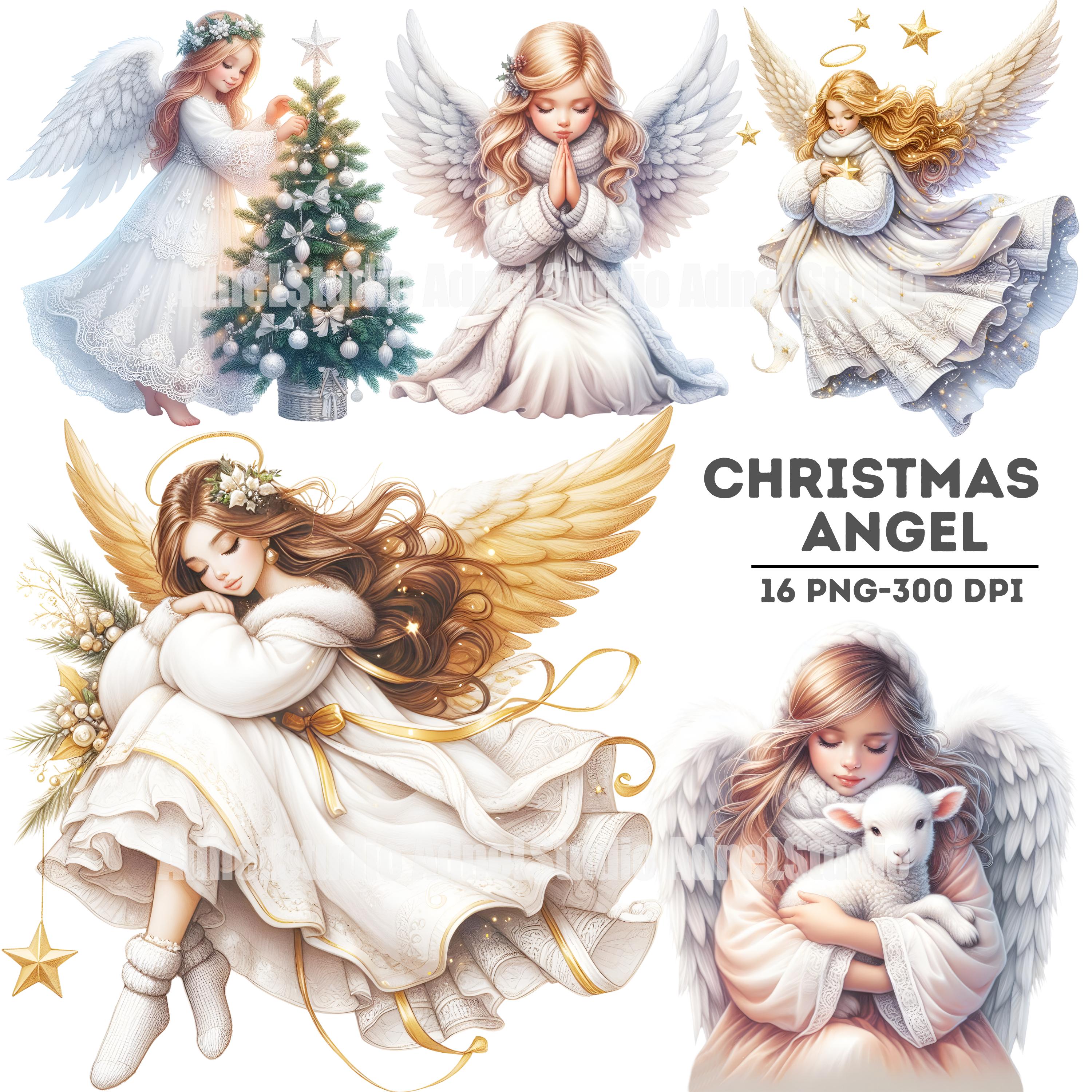 Christmas Angel Clipart Bundle, Holiday Angels Digital Art, Angel ...