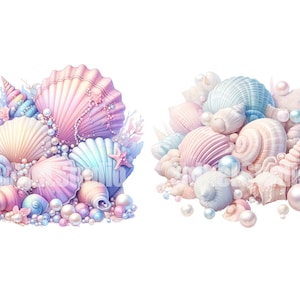Watercolor Sea Shells Clipart - Pastel Seashells Clipart, Nautical ...