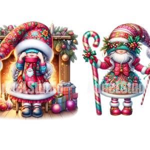 Festive Christmas Gnome Girl Clipart, Holiday Decor Digital Download ...