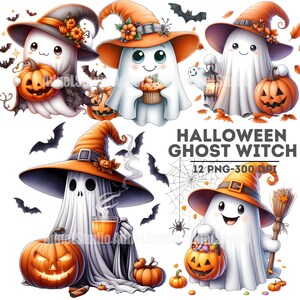 Halloween Ghost Witch Clipart, Cute Spooky PNG Images for Scrapbooking ...