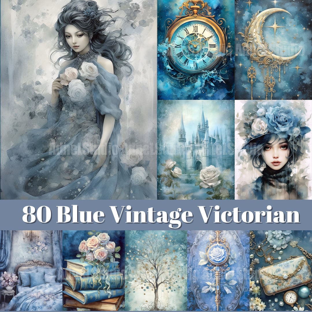 Blue Junk Journal, Vintage Victorian Junk Journal Bundle, Victorian ...