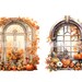 Victorian Fall Window Clipart, Cozy Autumn Window Clipart, Watercolor ...