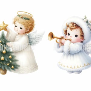 Christmas Little Angel PNG Clipart Set, Adorable Holiday Angel ...