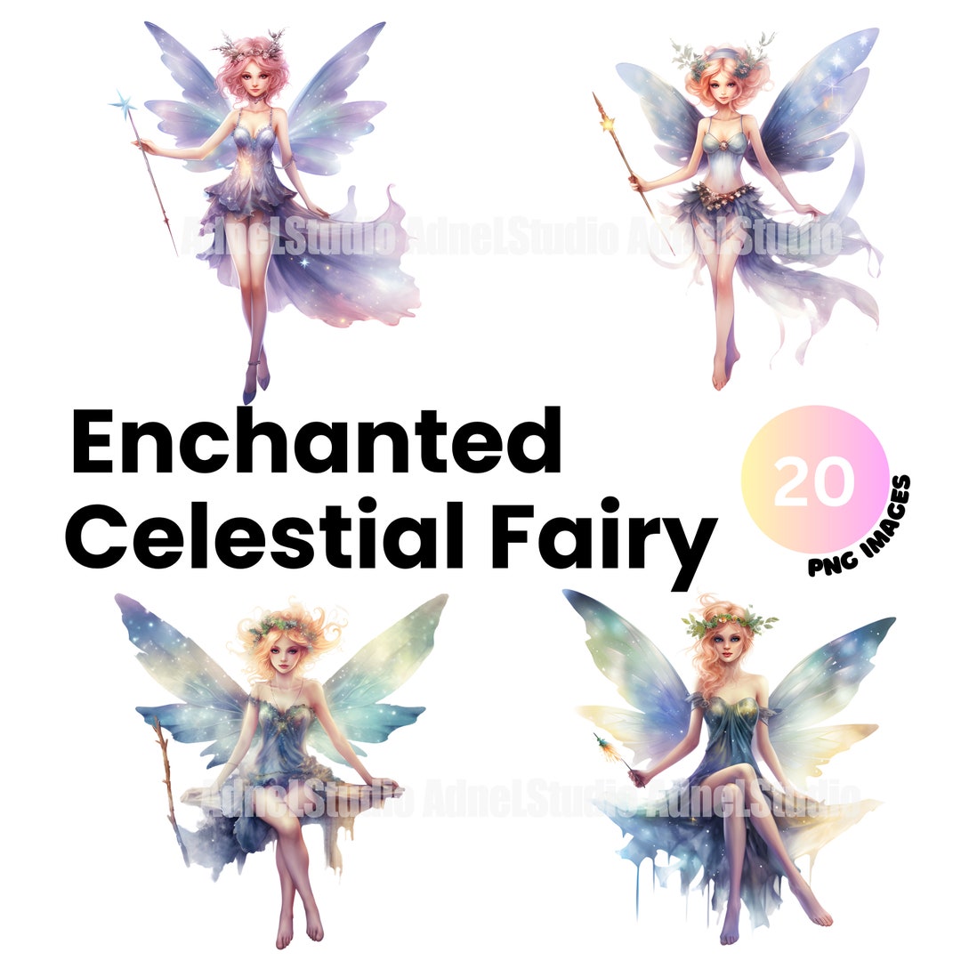 Enchanted Celestial Fairy Clipart - Watercolor Eternal Celestial Fairy ...