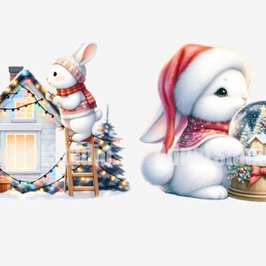 Christmas Rabbit Clipart, Festive Bunny PNG, Festive Rabbit Clipart ...
