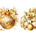 Gold Christmas Ornaments Clipart, Watercolor Christmas Ornament PNG ...