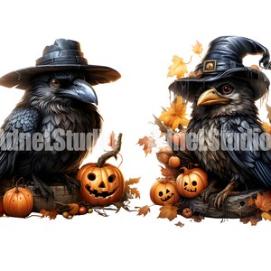 Halloween Crow Clipart - Halloween Clipart, Watercolor Fairytale Crow ...