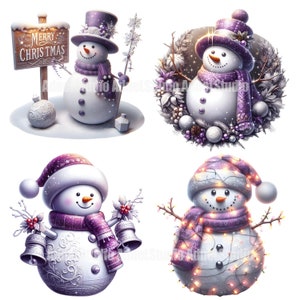Purple Christmas Snowman Clipart - Festive Purple Snowman Clipart ...