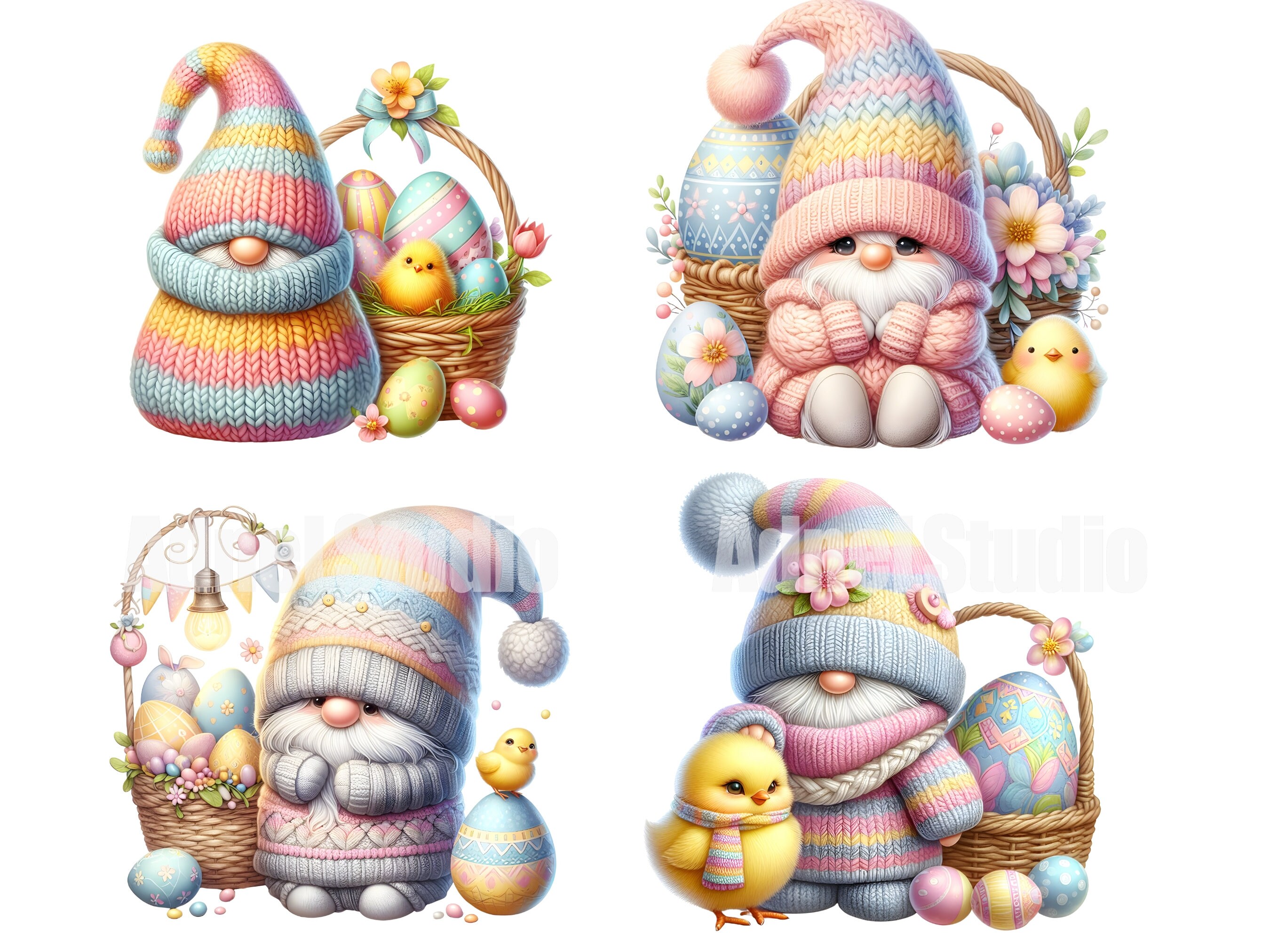 Knitted Easter Gnome Clipart - Easter Clipart, Spring Gnome Clipart ...