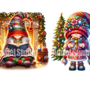 Festive Christmas Gnome Girl Clipart, Holiday Decor Digital Download ...