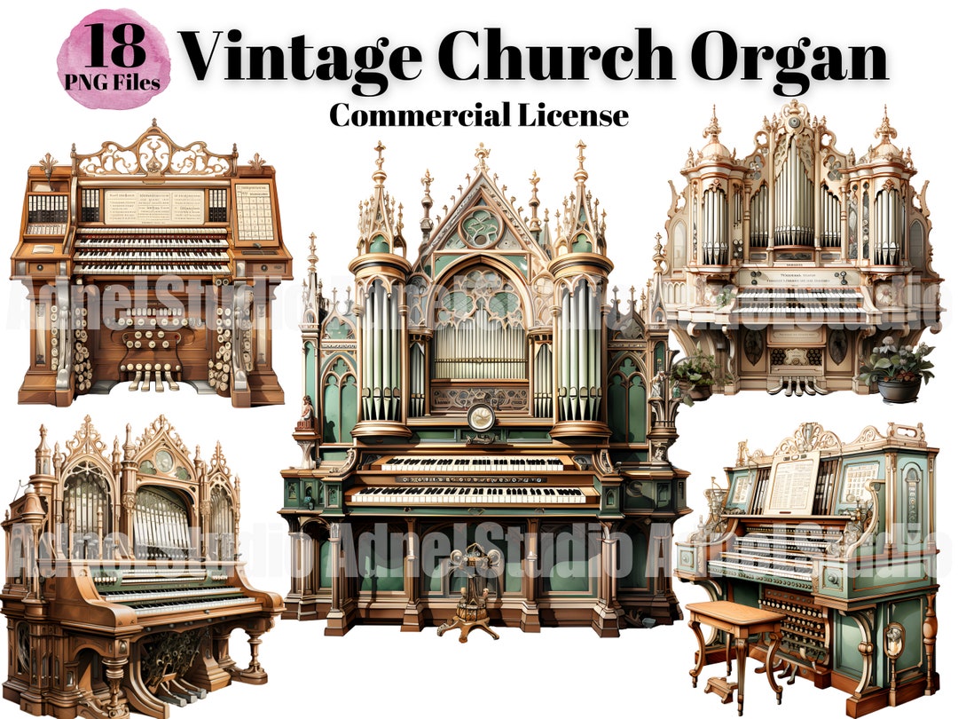 Vintage Church Pipe Organ Clipart Watercolor Vintage Church - Etsy