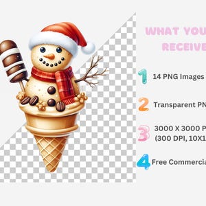 Christmas Ice Cream Snowman Clipart, Winter Cone Snowmen, Christmas Ice ...
