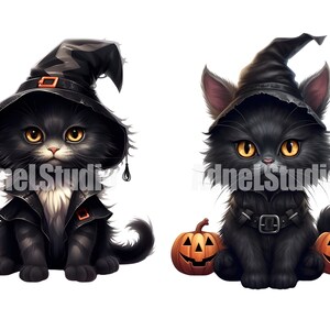 Halloween Cat Clipart - Halloween Clipart, Watercolor Halloween Kitten ...