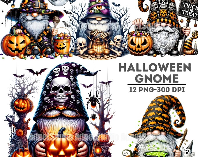 22 Halloween Gnome PNG | Digital Download | Cute Spooky Gnome Art for ...