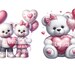 Pink Valentines Teddy Bear Clipart, Watercolor Valentines Day Clipart ...