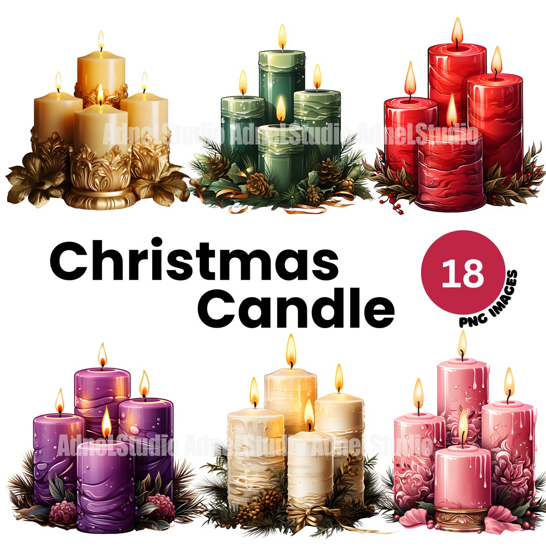 Christmas Candle Clipart- Christmas Decor, Christmas Clipart, Winter ...
