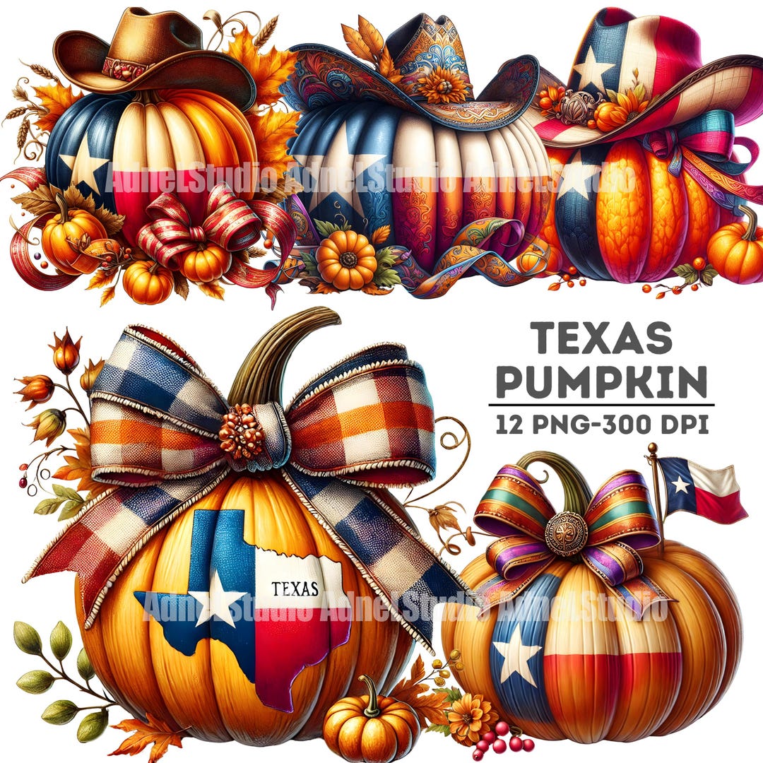 Texas Pumpkin Clipart, Western Fall Design, Lone Star State Decor ...