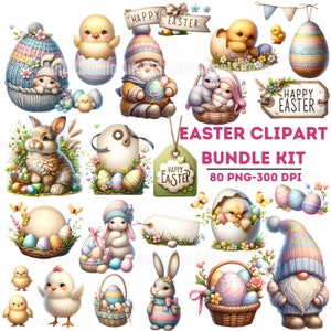 80 Easter Clipart Bundle - Easter Clipart, Easter Egg Png, Easter Gnome ...