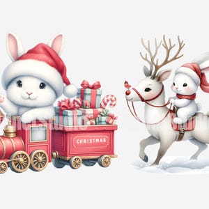 Christmas Rabbit Clipart, Festive Bunny PNG, Festive Rabbit Clipart ...